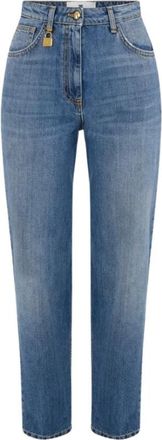 Elisabetta Franchi Femme, Jeans, Bleu, Taille: W27 Jean Ballon avec Cadenas Orn&eacute; de Bijoux