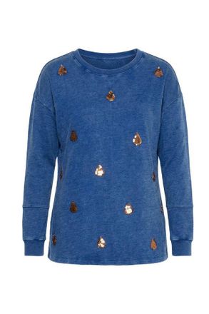 Angel Of Style Sweatshirt Sweatshirt Loose Fit Jeansoptik Kuper-Pailletten