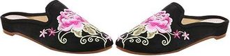 SOLUSTRE Pantoufles Brod&eacute;es Ethniques pour Femmes Style Effil&eacute; Confort L&eacute;ger Semelle Souple Chaussures D&eacute;contract&eacute;es Int&eacute;rieur et Ext&eacute;rieur