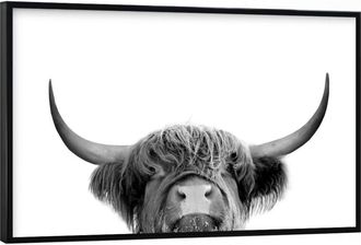 artboxONE Poster mit schwarzem Rahmen 45x30 cm Tiere Highland Cow Animal - Bild Highland Cow blackandwhite Boho