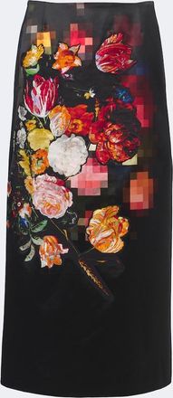 Dries Van Noten Jupe midi en coton et soie &agrave; broderies