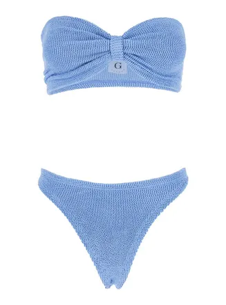 Hunza G Tina Blue Sleeveless Bikini With Rear Ruched Details In Tech Fabric Woman