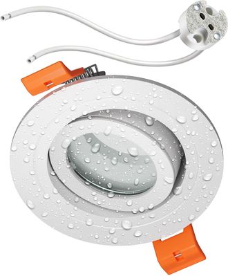 LEDs Com Bad-Deckeneinbaurahmen ERID, Feuchtraum, Badezimmer, IP44, rund, schwenkbar, wei&szlig; matt inkl. GU5.3 Fassung