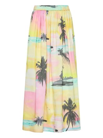 Aje jupe longue NICOLETTE imprimée - Jaune