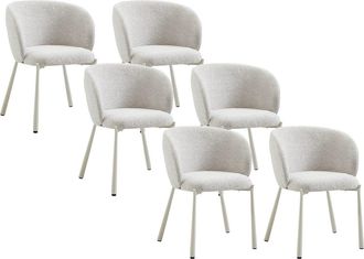 Vente-Unique Stuhl 6er-Set - Tweedstoff & Metall - Creme - SIJOLA