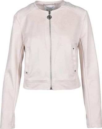Guess Femme, Vestes, Beige, Taille: 38 FR Biker Effetto Suede