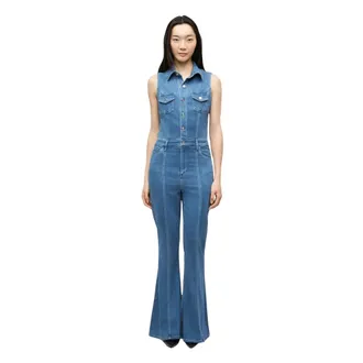 Guess Femme, Combinaisons et Ensembles, Bleu, Taille: 36 FR Combinaison &eacute;vas&eacute;e Harlo en denim