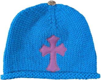 Chrome Hearts cross-patch beanie - Blau