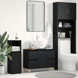 vidaXL Vidaxl - Armoire d&eacute;vier Ch&ecirc;ne noir 80 x 33 x 60 cm Bois ding&eacute;nierie