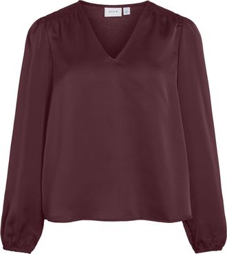 Vila Viellette L/S Smock Satin Top - Noos