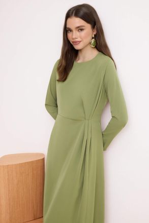Trendyol Modest Damen Gr&uuml;n Einfarbig Maxi Lang Skater Modest Kleider