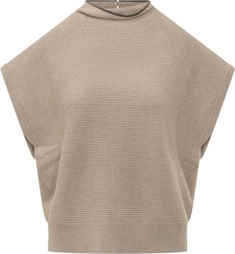Brunello Cucinelli &Auml;rmelloser Rollkragenpullover - - Tops - Damen - Beige - M