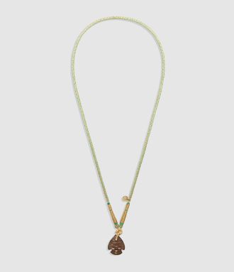 Mon Precieux Ge Collier Cordon Turquoise Poisson Quartz Fumé