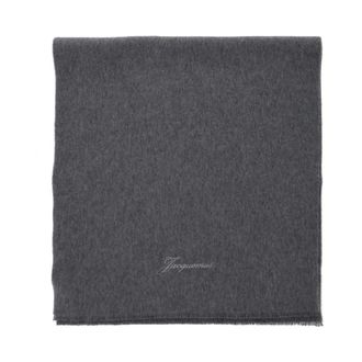 Jacquemus Grauer Wollkaschmir-Logoschal Frau - - Accessories - Herren - Grau - ONE SIZE