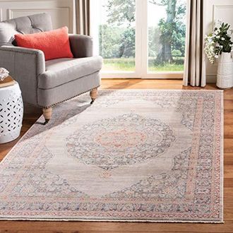 Safavieh Zeitgenössische Teppich für Wohnzimmer, Esszimmer, Schlafzimmer - Kenitra Collection, Kurzer Flor, Grau und Blau, 152 X 244 cm