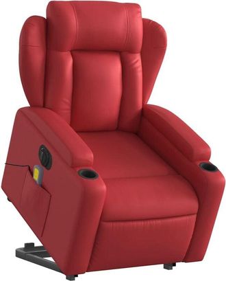 vidaXL Vidaxl - Massagesessel mit Aufstehhilfe Elektrisch Rot Kunstleder 107696