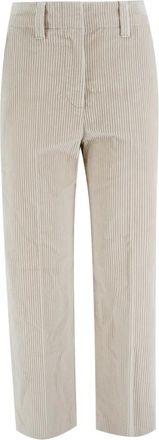 Brunello Cucinelli Femme, Pantalons, Beige, Taille: 40 FR Pantalon Droit en Velours Côtelé