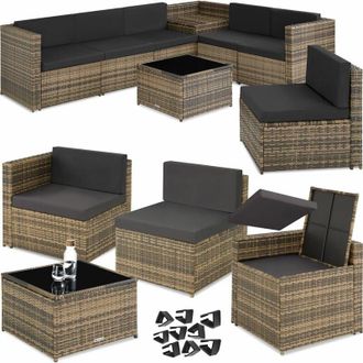 TecTake Tectake - Salon en rotin Verona - marron naturel