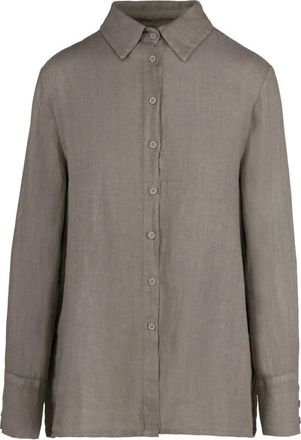 Bomboogie Femme, Blouses et Chemises, Beige, Taille: 38 FR Chemise en lin avec col