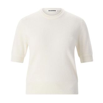 Jil Sander Kurzarmpullover aus Schurwolle - - Knitwear - Damen - Beige - S