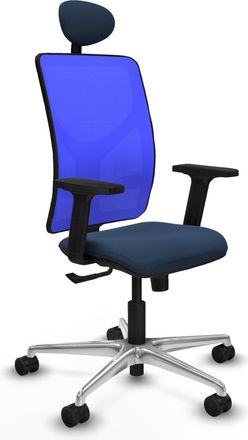 Piqueras y Crespo B&uuml;rostuhl mit Rollen, 2D-Armlehnen, h&ouml;henverstellbare Lendenwirbelst&uuml;tze und festes Kopfteil, ausgestattet mit 3 Positionen und Schneideschaum, Blau/M