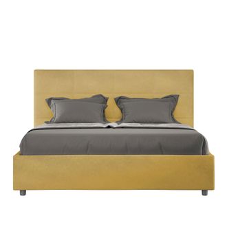 Les Tendances Les Tendances - Letto Matrimoniale Rivestito In Microfibra - Mika - Colore: Ocra - Tipologia Letto: Con Rete - Dimensione Rete: 160x200