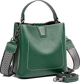 Generic Sac &agrave; bandouli&egrave;re en cuir v&eacute;ritable pour femme - Grand sac &agrave; main tendance - Sac &agrave; bandouli&egrave;re pour femme, Vert, large