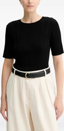 Sessun short sleeve knitted top - Schwarz