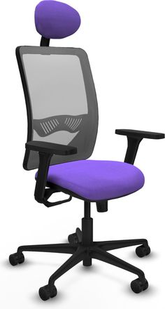 Piqueras y Crespo Arbeitsstuhl Zulema mit 3D-Armen, h&ouml;henverstellbarer Lendenwirbelst&uuml;tze und festem Kopfteil, ausgestattet mit 3 Positionen und Schneidschaum, Grau/Lil