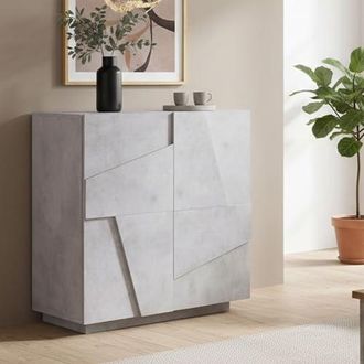 Dmora Kommode Raoul, K&uuml;chen-Sideboard mit 2 T&uuml;ren, Wohnzimmer-Buffet, 100 % Made in Italy, 81 x 44 x 86 cm, Zement
