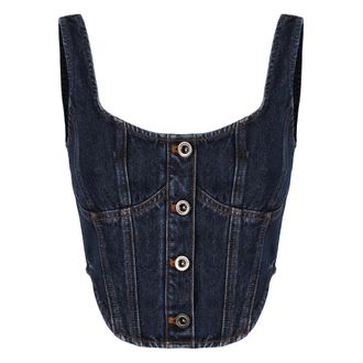 Self Portrait Denim Corset Top - - Tops - Damen - Blau - XS