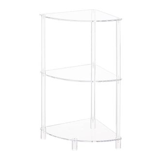 Generico Ecktisch aus Acryl, klein, 3 Ebenen, dreieckig, transparent, Eckregal f&uuml;r Wohnzimmer, Schlafzimmer