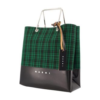Marni Mens Small Shopper Bag - Marni Wool Green Totes-Shopping-Bags