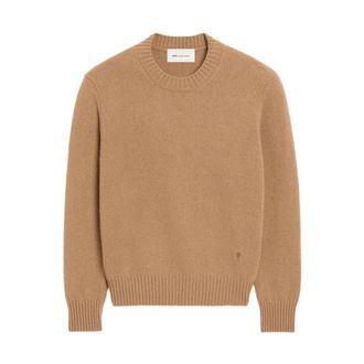 Ami Crewneck Kaschmirpullover mit Ami de Coeur - - Knitwear - Herren - Braun - L