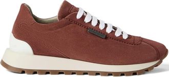 Brunello Cucinelli lace-up suede sneakers - Rot