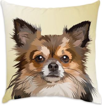 Fabulous Kissenhülle, aus Samt, weiß, Chihuahua, kleine Hunde, niedlich, Tiere, Artwork Art, 40 x 40 cm, samtweich