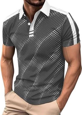 Generic Haut basique boutonn&eacute; coupe classique pour homme, v&ecirc;tement de travail d&eacute;contract&eacute;, polo vintage, l&eacute;ger et respirant, tunique de vacances, GY1., XXL