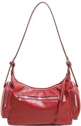 Generic Sac &agrave; bandouli&egrave;re Y2K en polyur&eacute;thane avec plusieurs poches pour femme - Sac &agrave; bandouli&egrave;re pour voyage, shopping, usage quotidien, Rouge, 300*110*200m