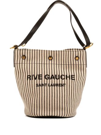 Saint Laurent sac seau Rive Gauche &agrave; rayures - Tons neutres