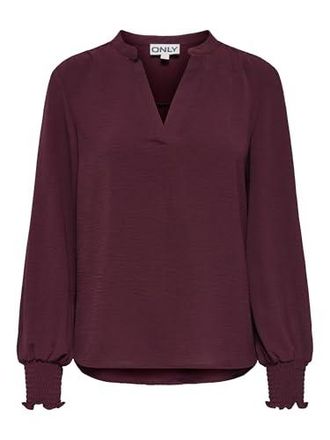 Only Onlmette T-Shirt &agrave; col en V Ls Smock Top Noos WVN, Chocolat, XS