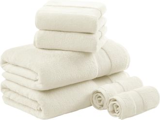Madison Park SIGNATURE Turkish 100% Cotton 600Gsm Luxury Premium Thick Soft Abosorbant Badetuch, Baumwolle, Natur, 6-Piece Towel Set