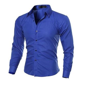 Generic Chemise habill&eacute;e boutonn&eacute;e d&eacute;contract&eacute;e pour homme 2024 Chemise habill&eacute;e formelle extensible infroissable &agrave; manches longues coupe ajust&eacute;e pour mariage