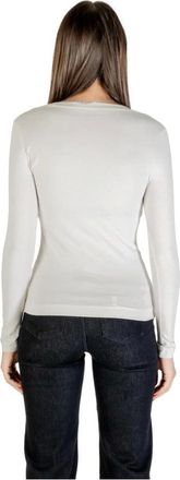 Guess Femme, Tops, Beige, Taille: 40 FR T-shirt imprim&eacute; &agrave; manches longues et col rond