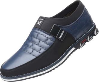 Generic Chaussures daffaires pour homme sans lacets - Mocassins &agrave; enfiler - Bout uni - Chaussures en cuir &agrave; talon bloc - Chaussures antid&eacute;rapantes pour mariag