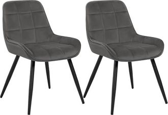Woltu Lot de 2 Chaises Salle à Manger, Relaxantes en Velours, Scandinaves Ergonomiques avec Dossier pour Salon, séjour, Cuisine, Chambre Coucher,Gris foncé,