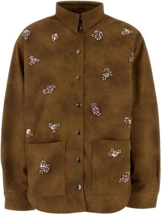 Des_Phemmes DES Phemmes, Femme, Blouses et Chemises, Brun, Taille: 34 FR Overshirt Pu Leather