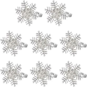 BESTONZON Serviettenringe Weihnachten Schneeflocke serviettenringe Weihnachten Serviettenhalter Servietten Schnallen f&uuml;r den Esstisch 8er-Set