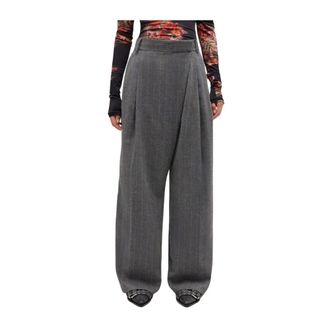 Ganni Femme, Pantalons, Gris, Taille: 38 FR Wide Pantalons