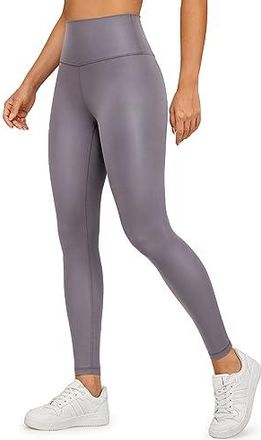 CRZ YOGA Butterluxe Faux Cuir Mat Taille Haute Extensible Leggings pour Femme - 71cm Tornade Gris Motif Classique 42