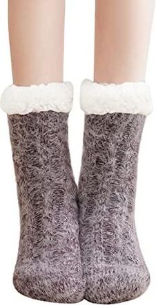 Generic Chaussettes dhiver pour femme - Chaussettes de couchage - Chaussettes de tapis - Ménage - Chaussettes en peluche épaisses - Motif, lilas, taille uniqu